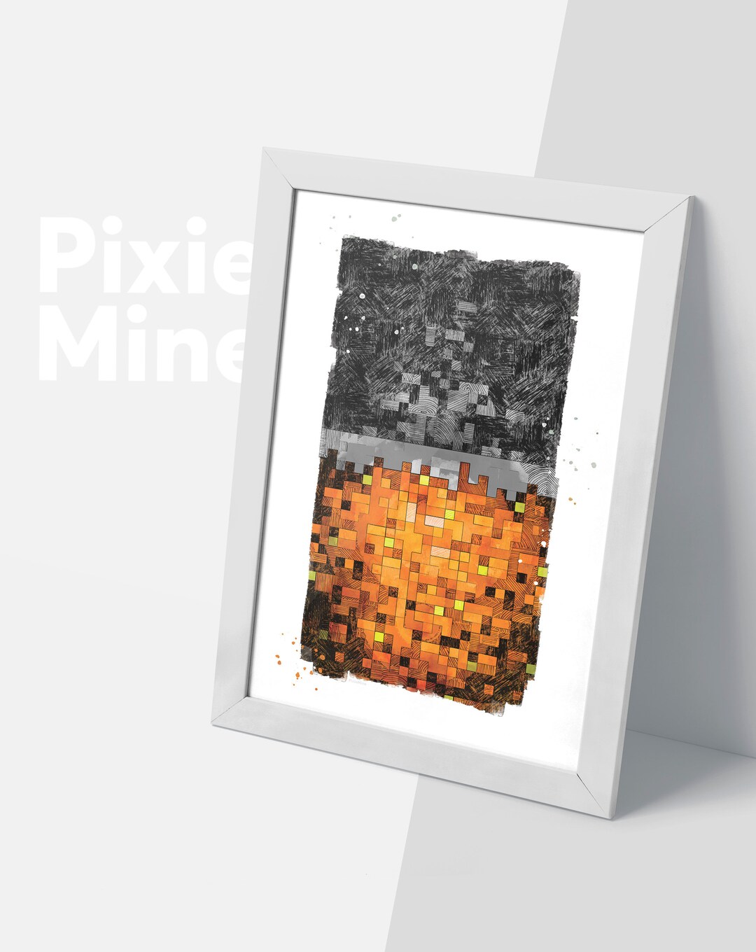 Pixel Dark Texture Poster Mine Game Art Night Lava Gamer - Etsy