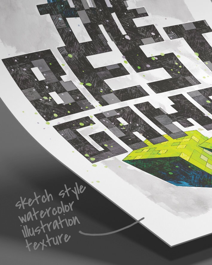 Pixel Game Posters, Cube Lands, Set of 3, Colorful Minecraft Theme ...