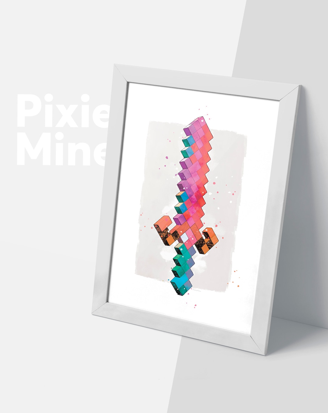 Pixel Game Sword, Sketch Style Cubes, Digital Download, Minecraft Theme ...