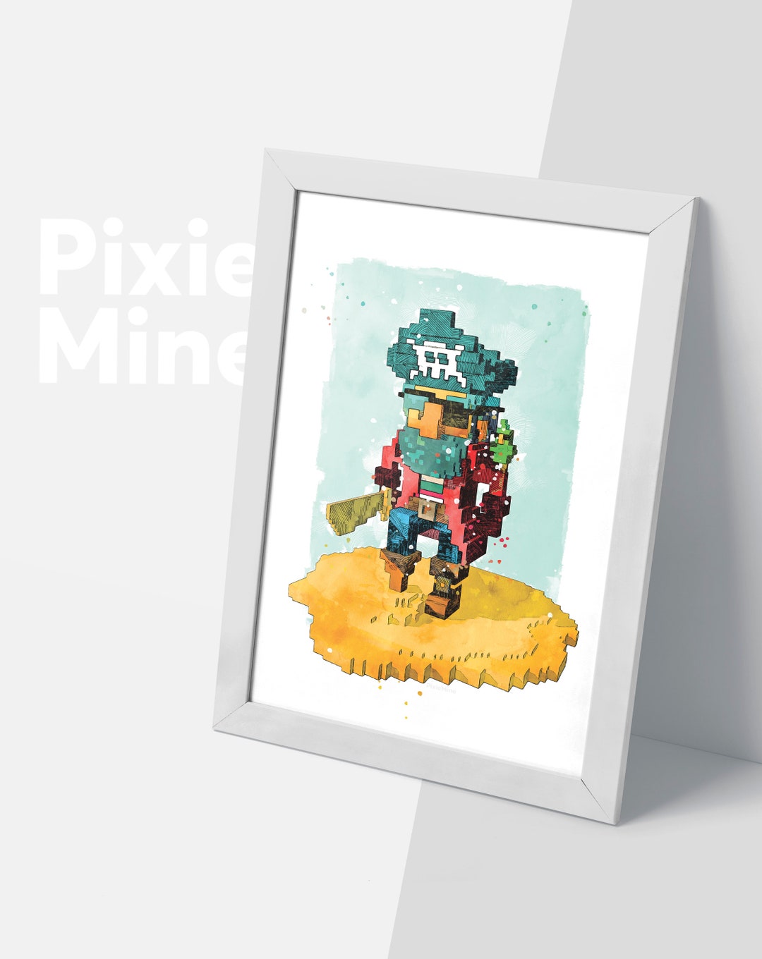 Pirat Pixel Art, Mine Game Poster, Instant Digital Print, Minecraft ...