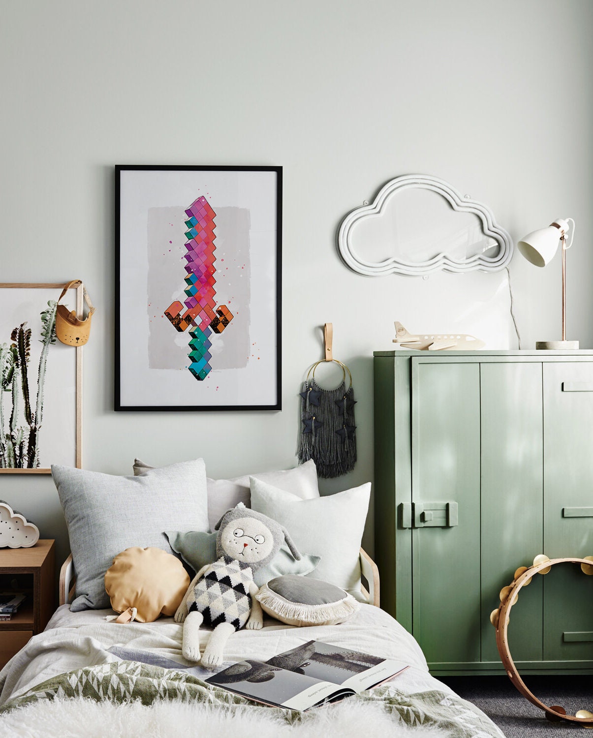 Pixel Game Sword, Sketch Style Cubes, Digital Download, Minecraft Theme ...