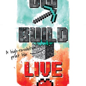 Posters Set, Mine Game Sword and Zombie, Set of 3, Colorful Minecraft ...