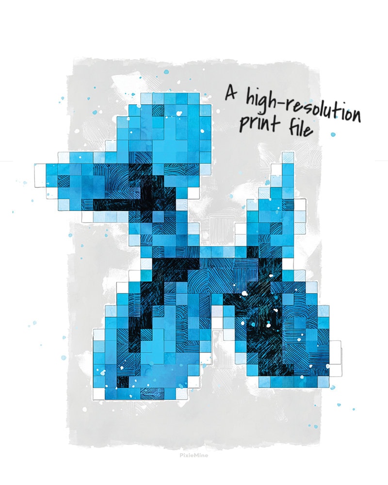 Balloon Dog, Jeff Koons Pixel Art, Digital Artwork Replica, Gamer ...