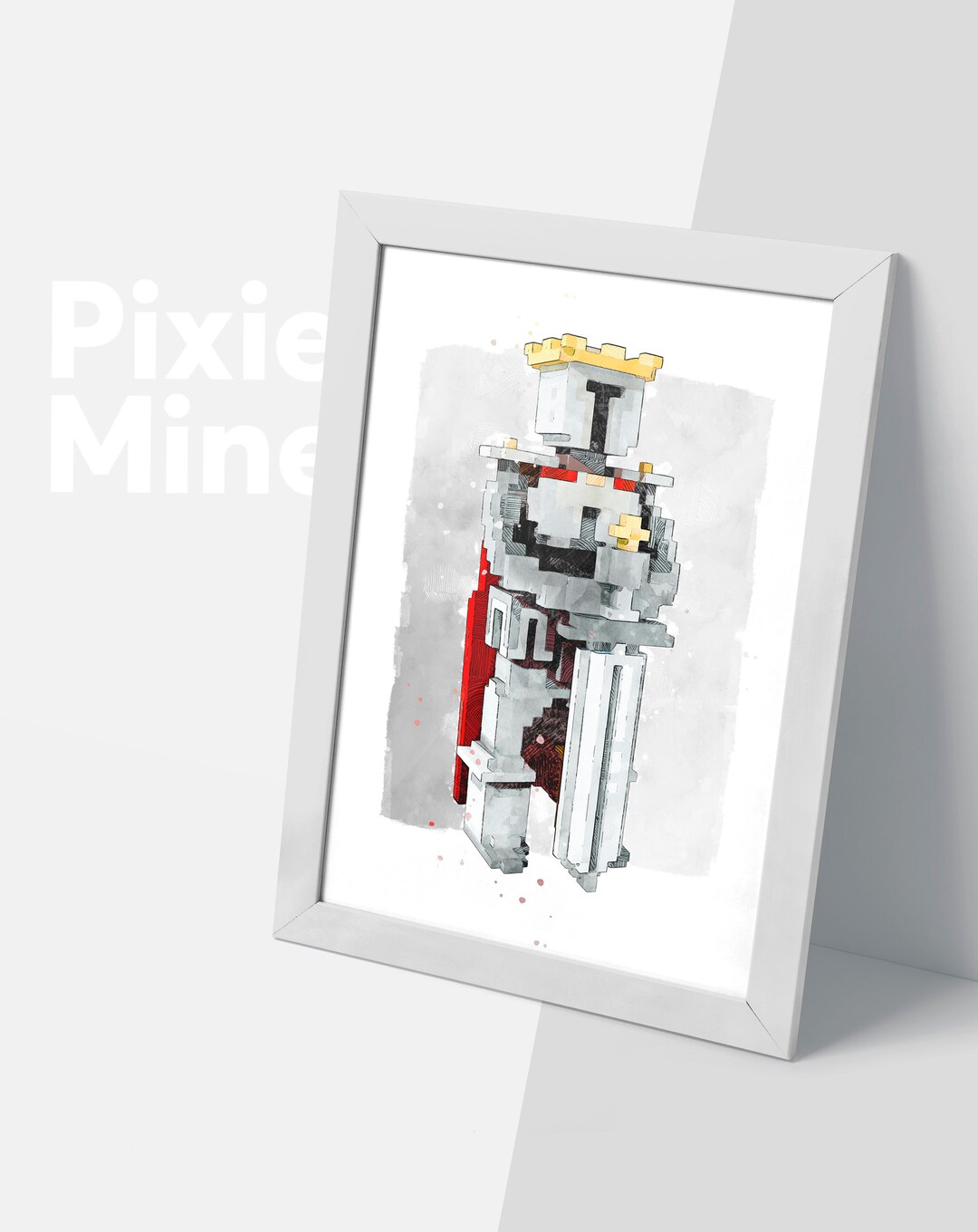 Cube Art King, Pixel Game Print, Instant Download, Chess Theme Poster ...