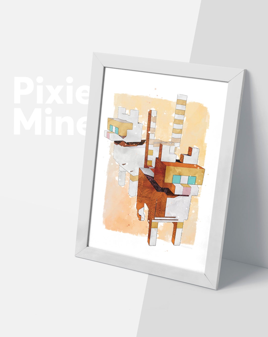 Ginger Pixel Cats, Gamer Printable Art, Kittens Digital Print, Cat ...