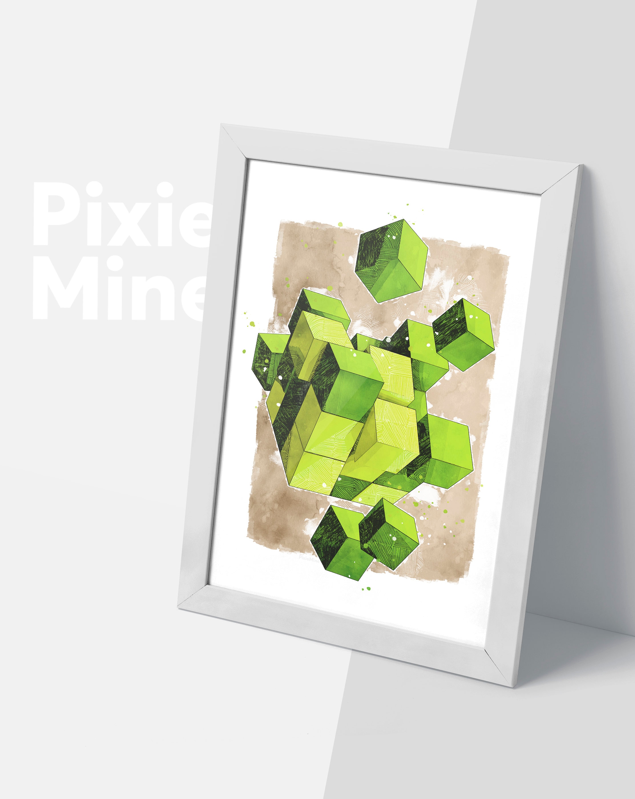 Cubic Poster, Pixel Game Print, Digital Download, Cube Land Theme ...