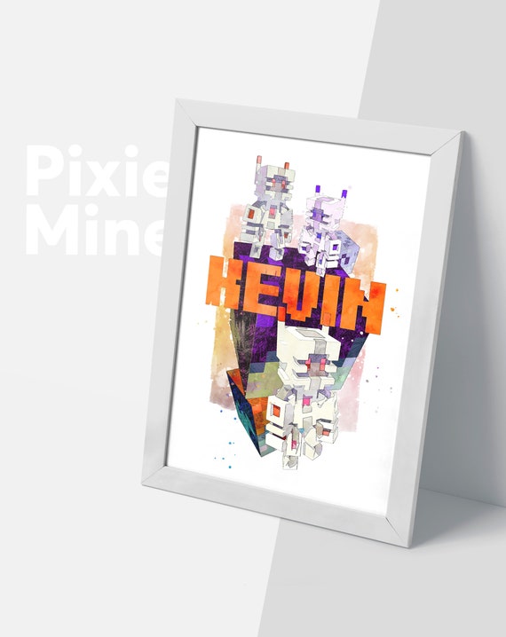Robot Poster Pixel Name Print Mine Game Player Personalized - Etsy