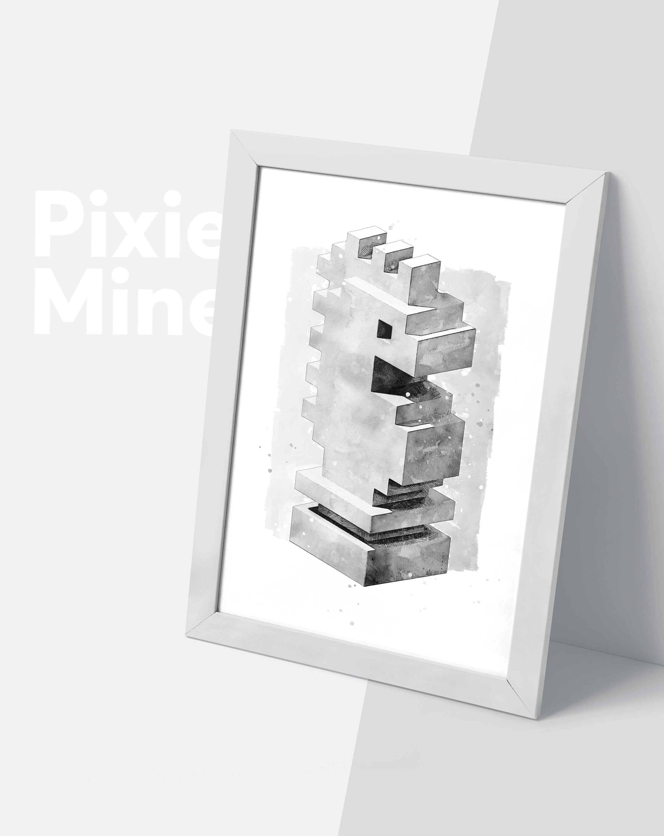 Pixel Cubes Knight, Chess Game Poster, Instant Digital Download, Game ...