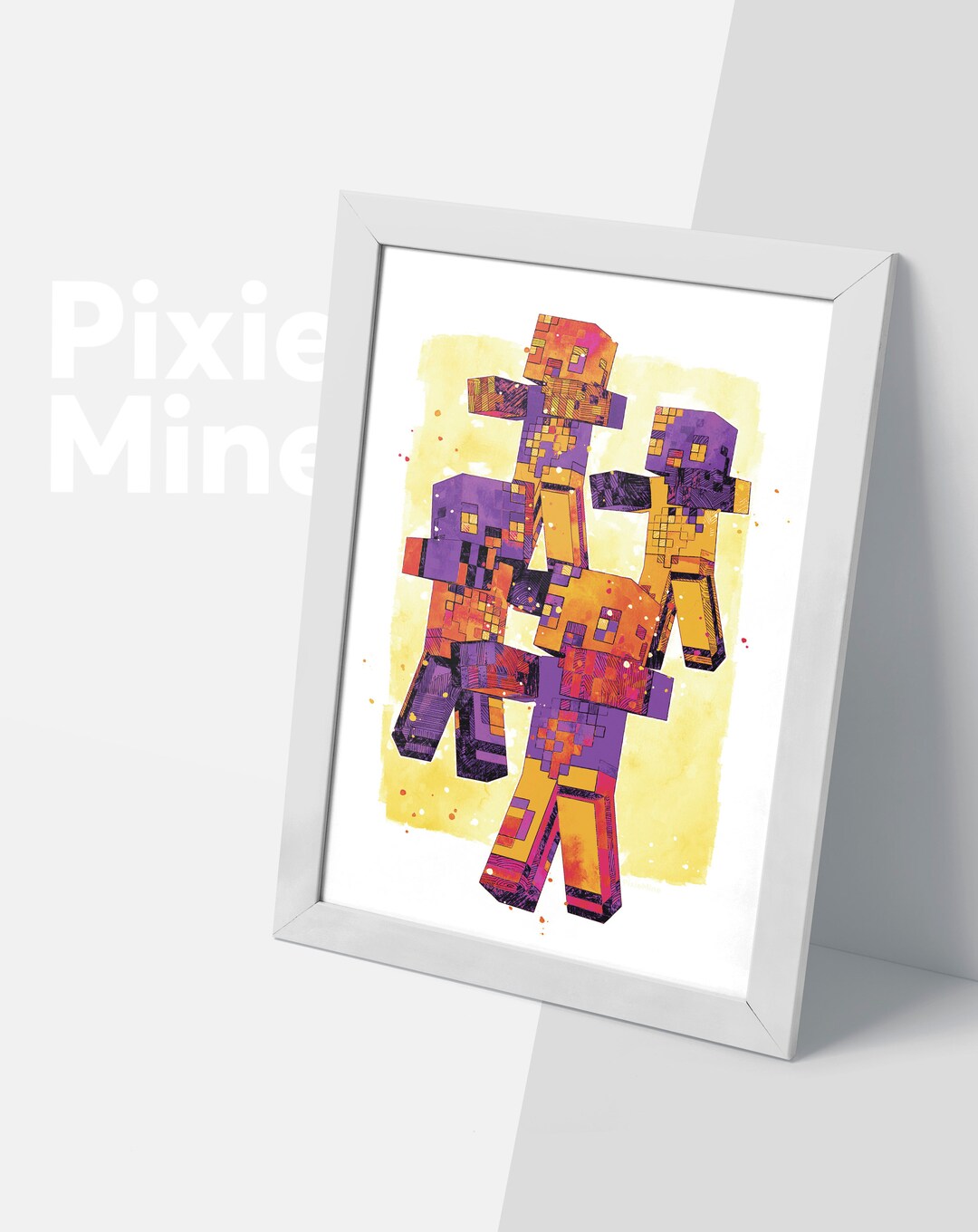 Pixel Zombies, Mine Game Poster, Digital Download, Colorful Minecraft ...