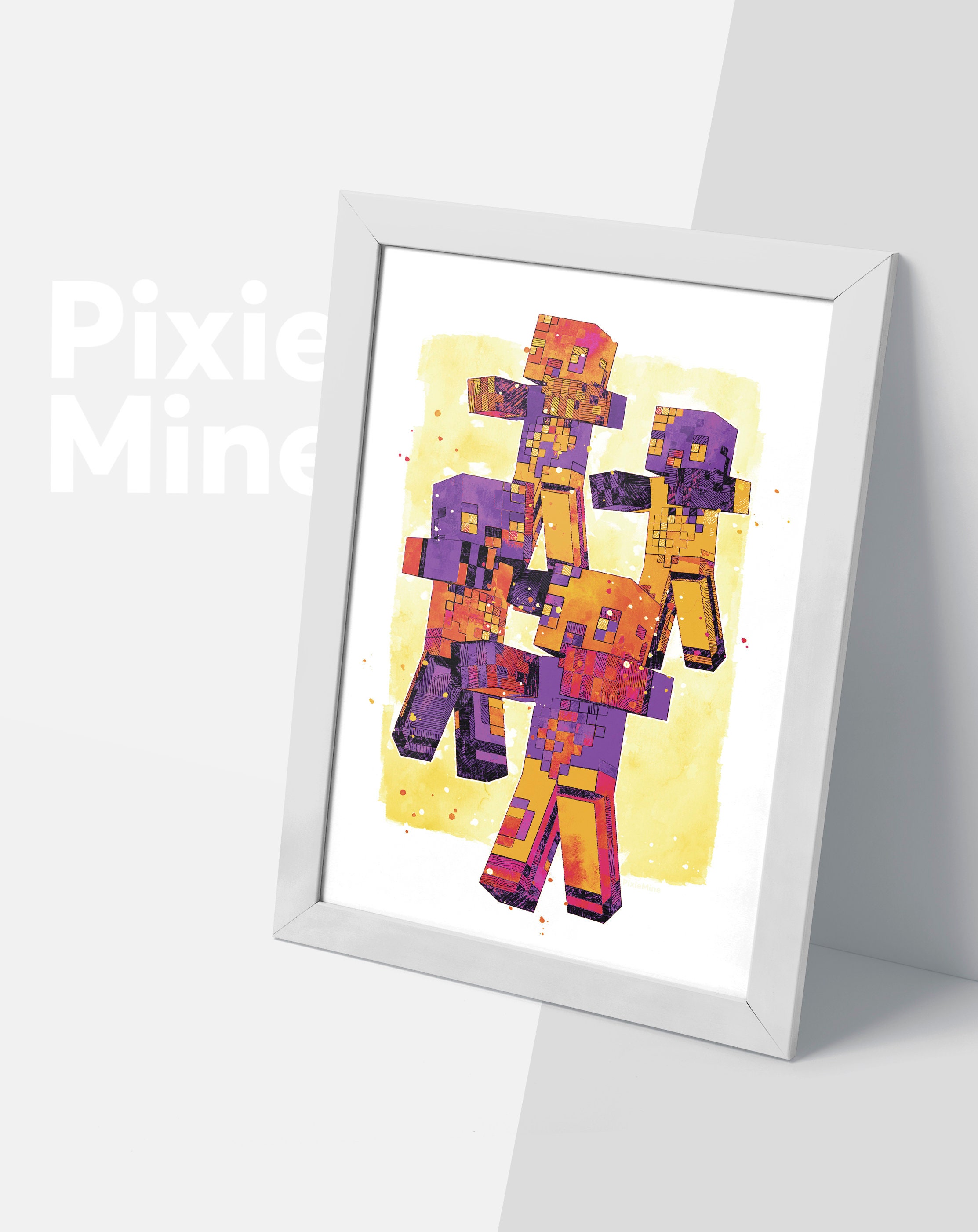 Pixel Zombies, Mine Game Poster, Digital Download, Colorful Minecraft ...