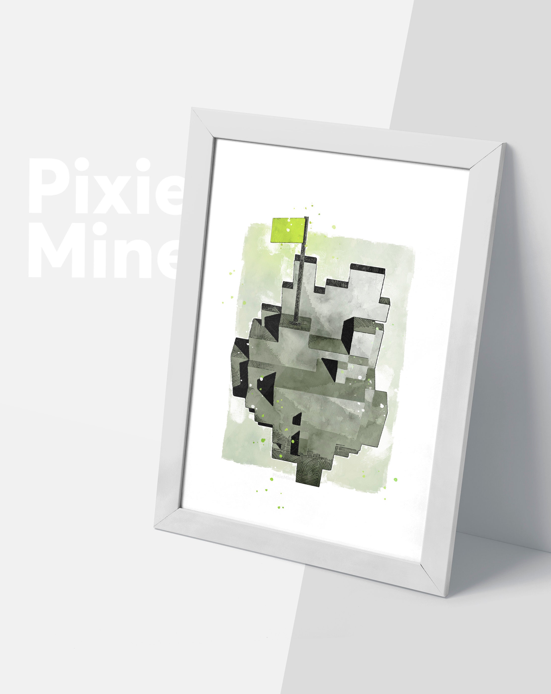 Cube Fortress, Sketch Pixel Game, Art Poster, Instant Download, Cubes ...