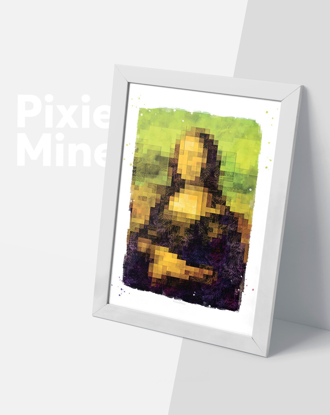 Mona Lisa, Leonardo Da Vinci Pixel Art, Digital Painting Replica, Gamer ...