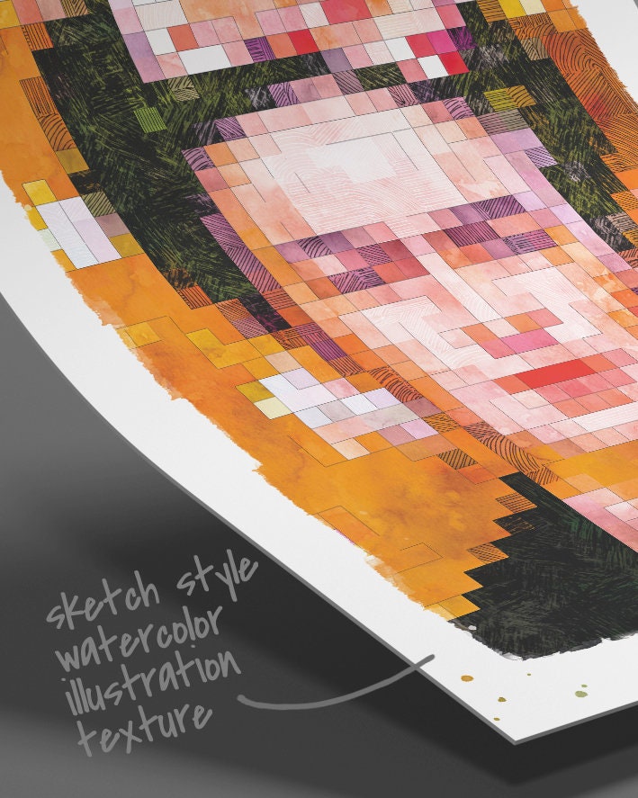 Frida Kahlo Pixel Art, Digital Paintig Replica, Gamer Poster, Block ... Frida Kahlo Pixel Art, Digital Paintig Replica, Gamer Poster, Block ...