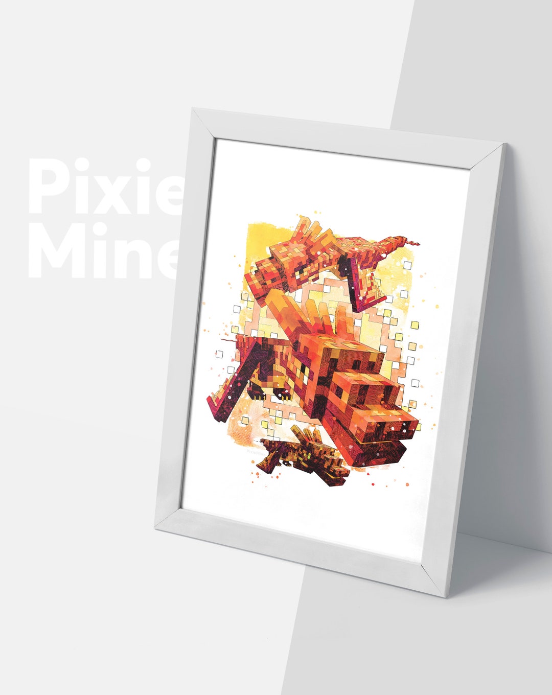 Pixel Fire Dragon, Mine Game Art, Instant Digital Download, Symbolism ...