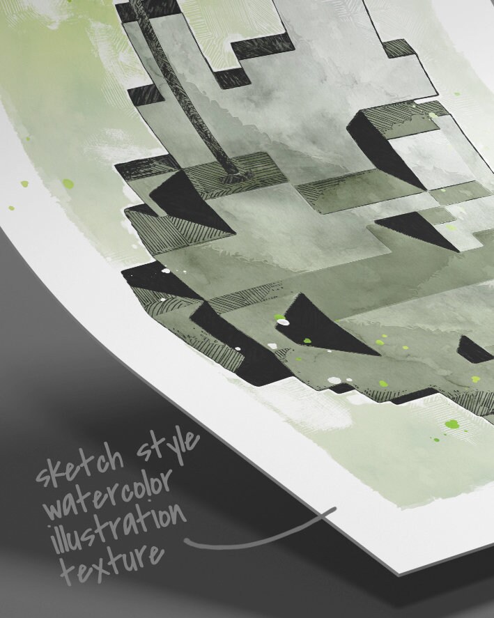 Cube Fortress, Sketch Pixel Game, Art Poster, Instant Download, Cubes ...