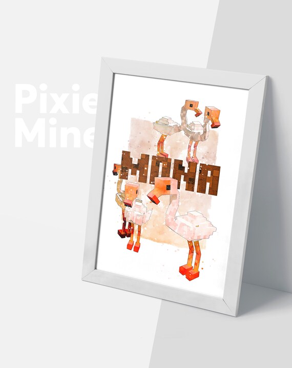 Personalised Game Poster Pixel Design Flamingo Mining Gamer - Etsy