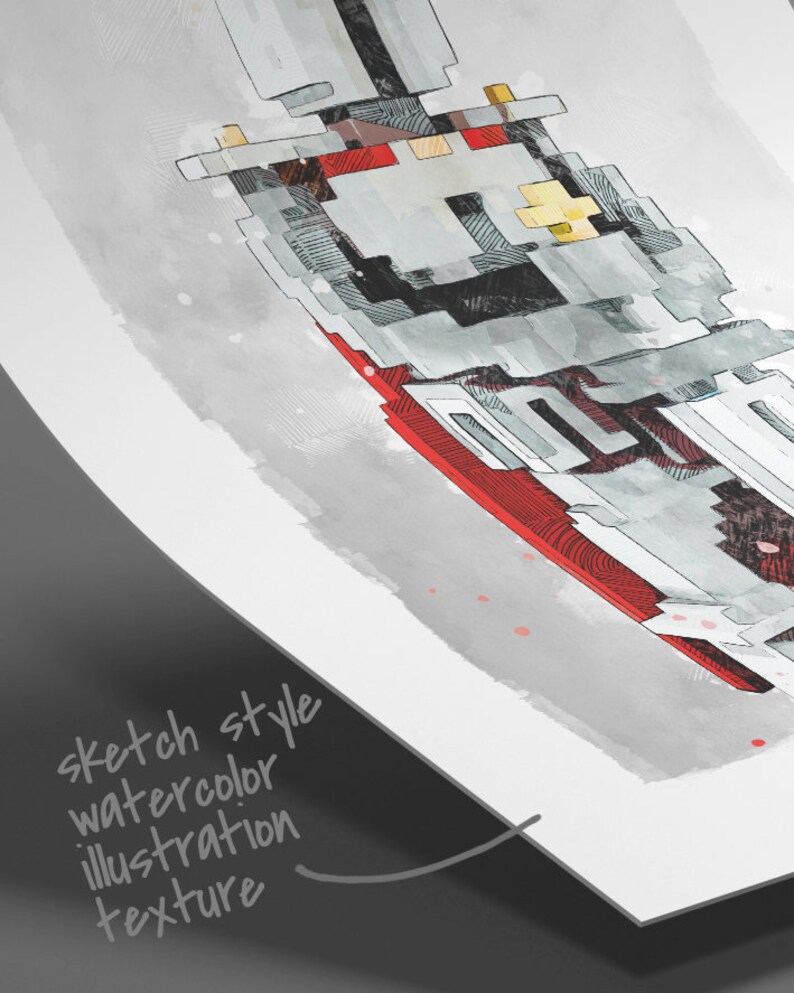 Grayscale Chess Blocks Pixel Posters Mine Game Art Set of - Etsy