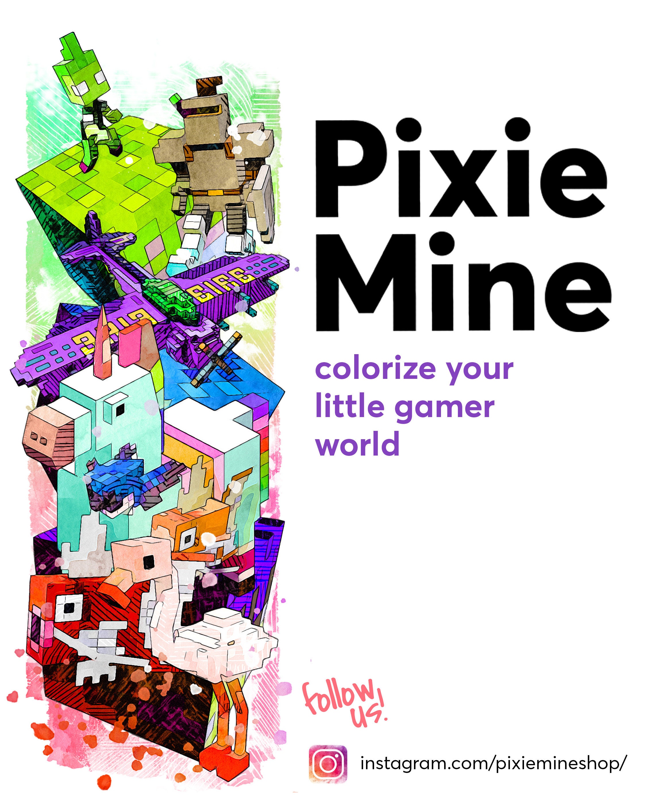 Mine Game Fox, Pixel Game Art, Digital Download, Minecraft Theme Print ...