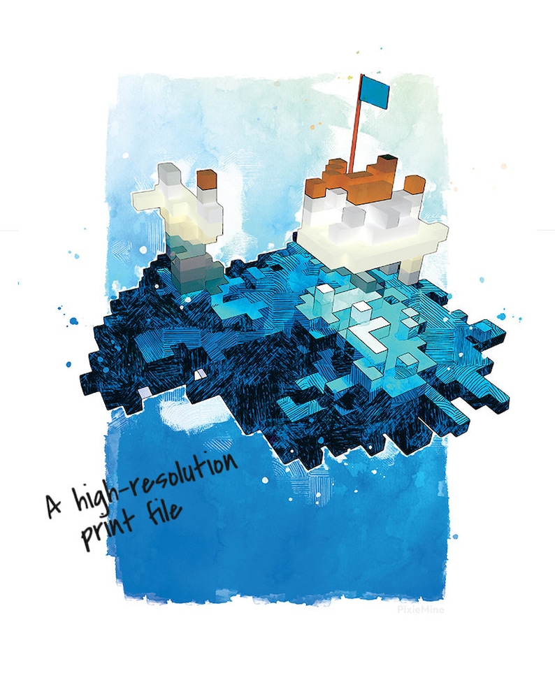 Pixel Art Sword, Island, Zombie, Game Poster, Set of 3, Digital ...