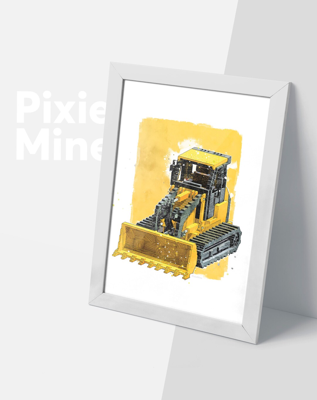 Bulldozer Pixel Poster, Cube Game Print, Digital Download, Tractor ...