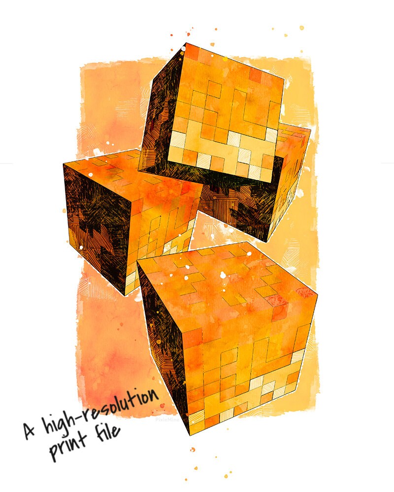 Cube Lava Blocks Pixel Game Poster Digital Download Cube - Etsy