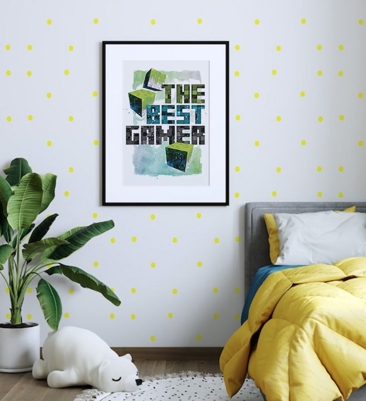 Mine Game Text Poster Pixel Art Gamer Quote Block Theme - Etsy
