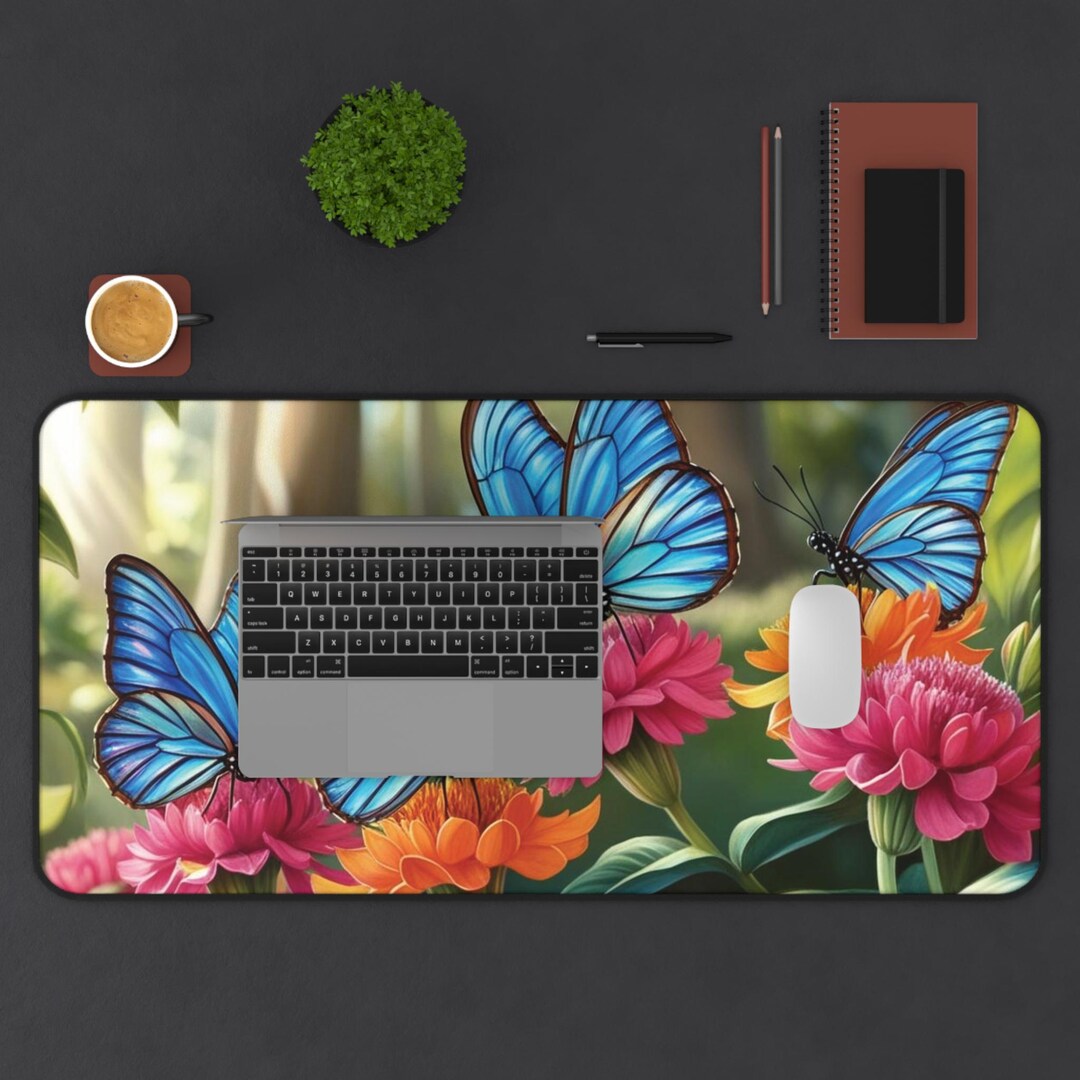 Colorful Butterflies Desk Mat, Butterfly Print Mousepad, Home Office ...