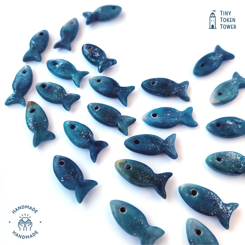 Blue Fish Tokens Craft Supplies One-of-kind Miniatures - Etsy
