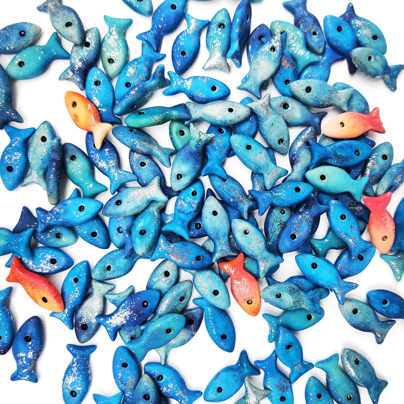 Blue Fish Tokens Craft Supplies One-of-kind Miniatures - Etsy