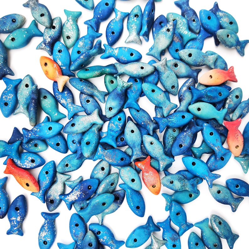 Blue Fish Tokens Craft Supplies One-of-kind Miniatures - Etsy