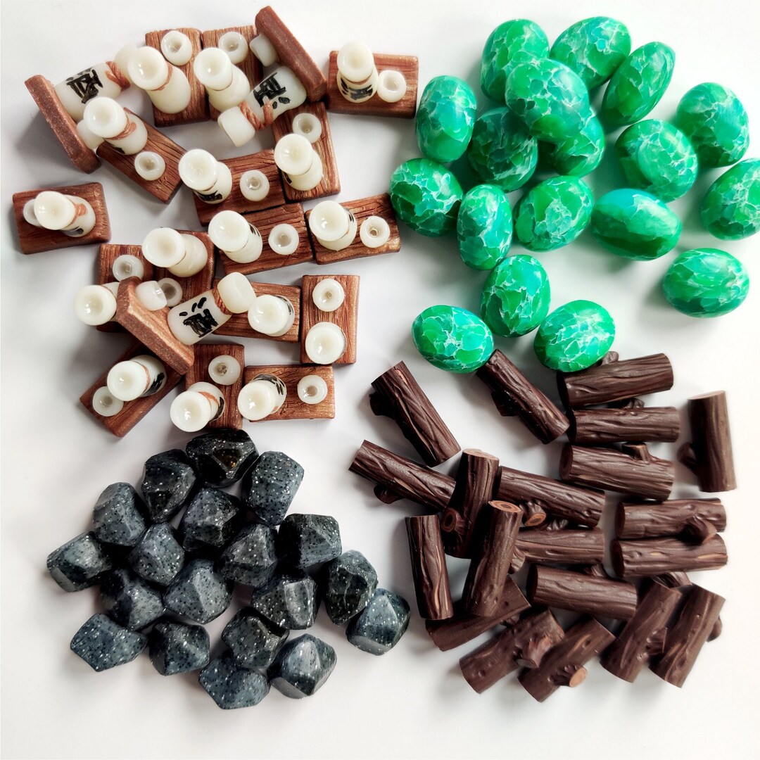 Bitoku Game Resources. Jade, Wood, Stone, Sake Tokens. Material ...