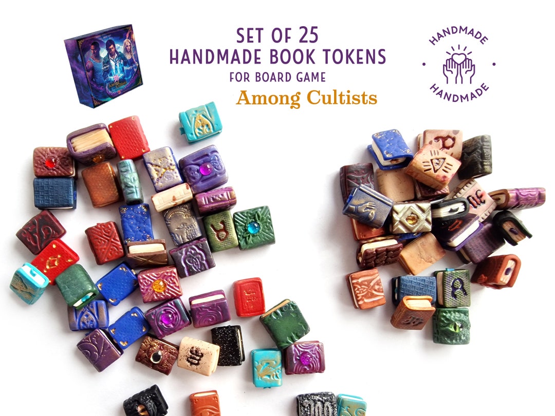 Book Tokens for the Game Among Cultists / Miniature Fantasy Books - Etsy