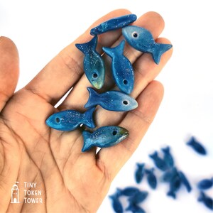 Blue Fish Tokens Craft Supplies One-of-kind Miniatures - Etsy