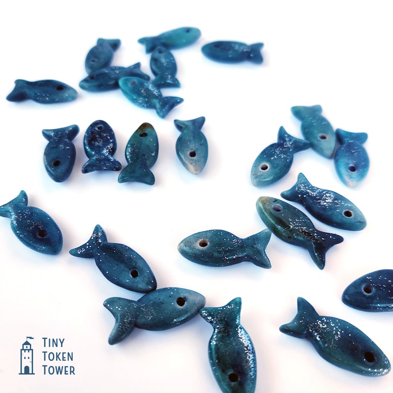 Blue Fish Tokens Craft Supplies One-of-kind Miniatures - Etsy