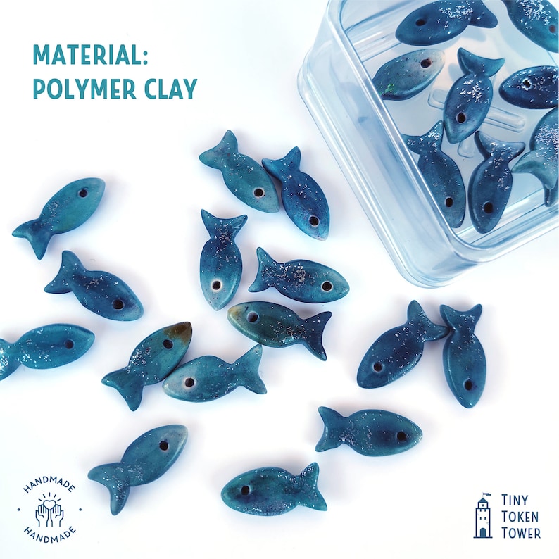 Blue Fish Tokens Craft Supplies One-of-kind Miniatures - Etsy