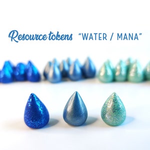 Resource Tokens - Water, Magic, Mana Droplets - for Board Games or ...