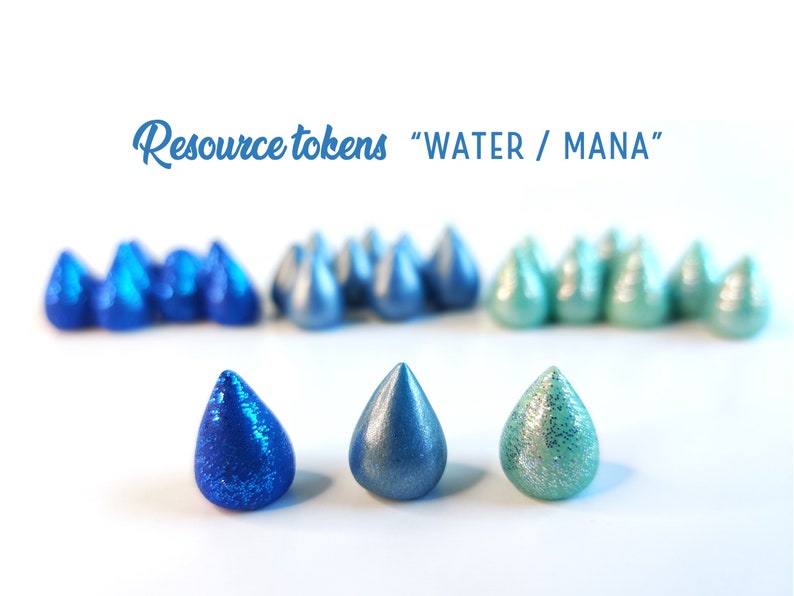 Resource Tokens - Water, Magic, Mana Droplets - for Board Games or Craft Projects. - Etsy