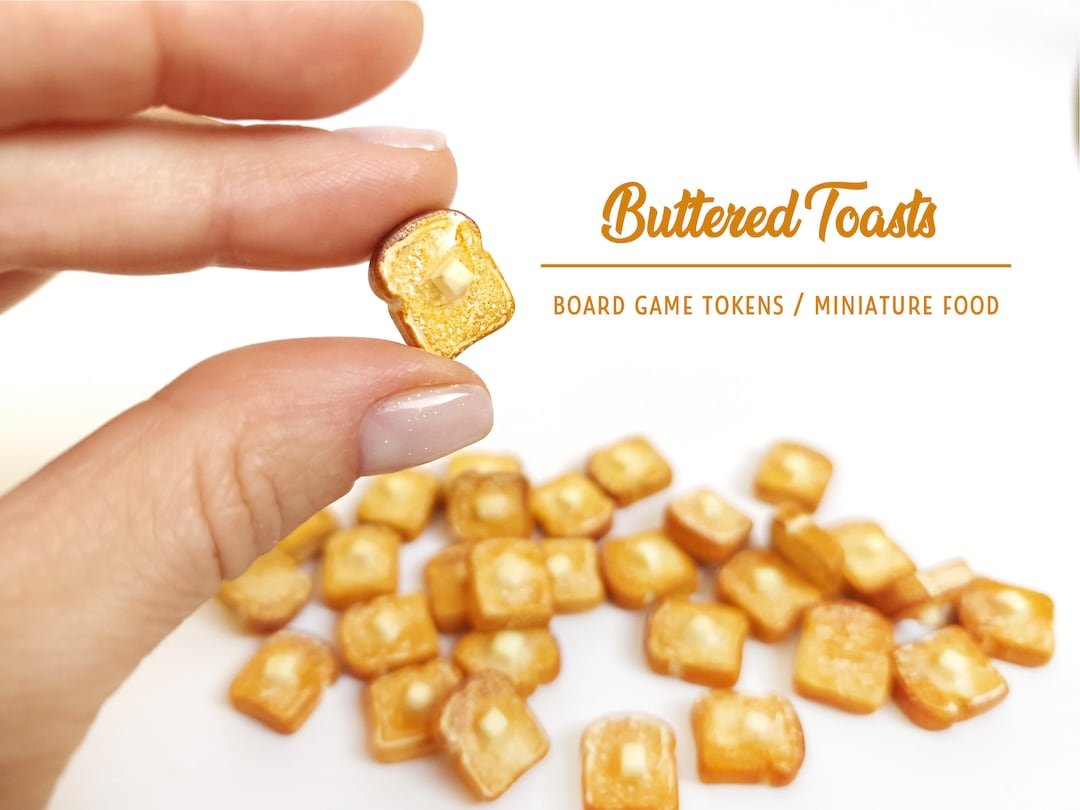 Miniature Buttered Toasts / Board Game Pieces / Dollhouse Food / Craft ...