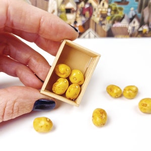 Miniature Realistic Potatoes and Wooden Crates. Resource / Food Tokens ...
