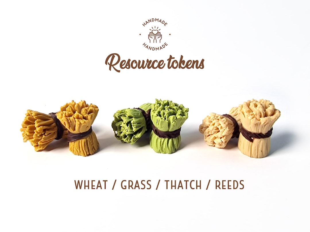 Wheat, Reed, Grass, Thatch Tokens for Tabletop Gaming. Resource / Food ...
