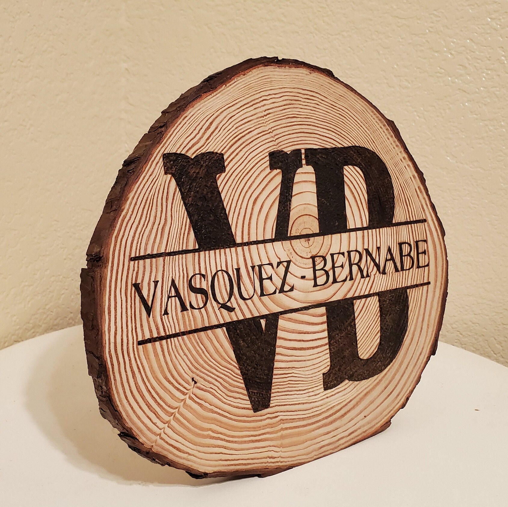 Monogram Tree Slice - Etsy