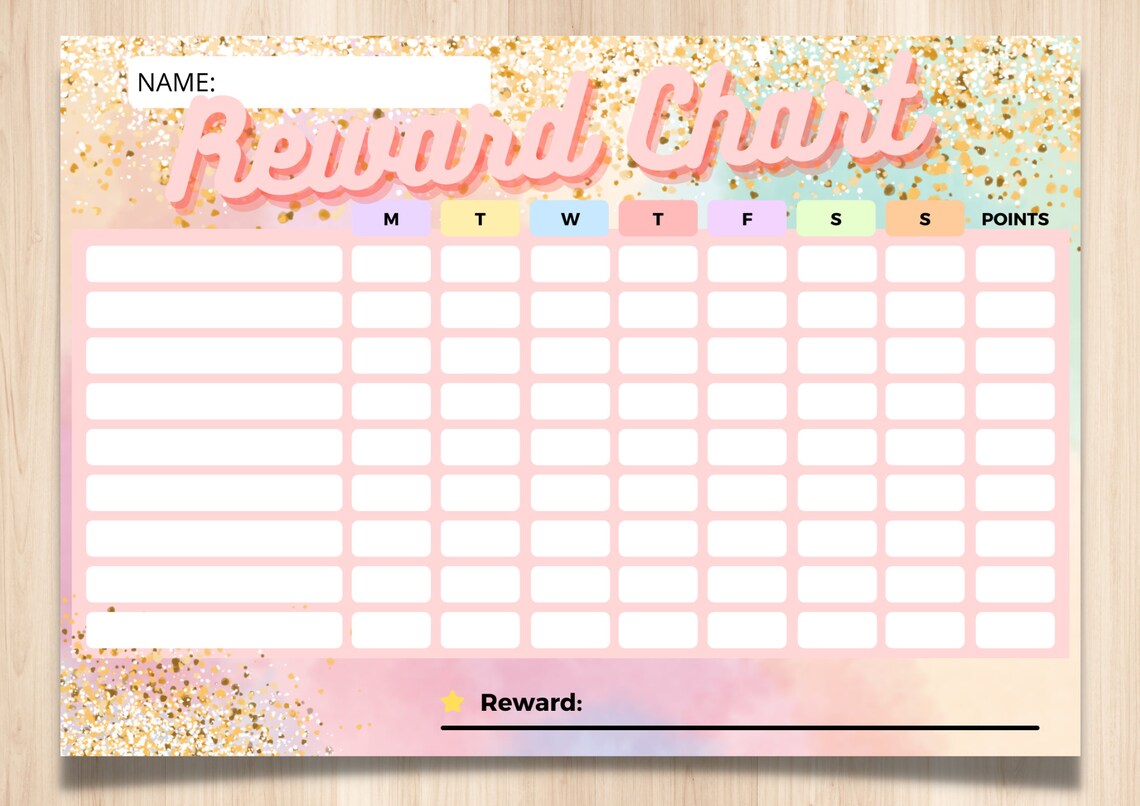 Girls Reward Chart, Girls Chore Chart, Rainbow Reward Chart, Chore List ...