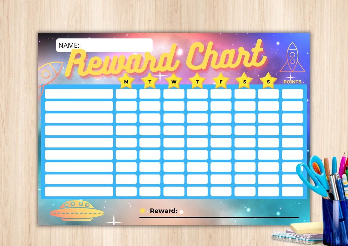 Boy Reward Chart, Boy Chore Chart, Space Reward Chart, Chore List ...