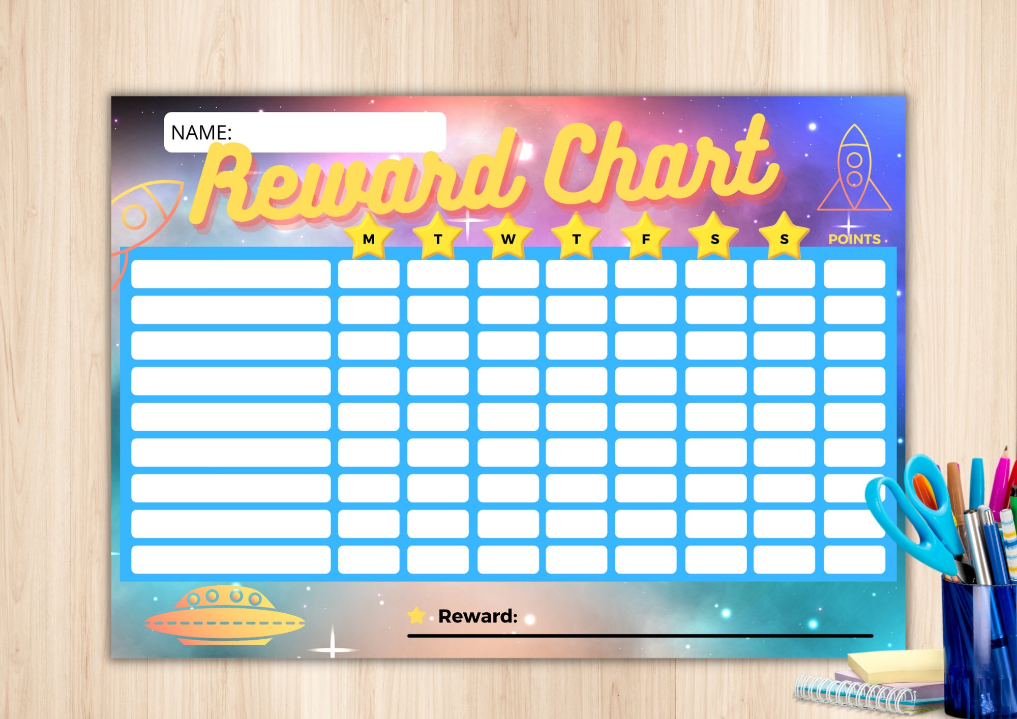 Boy Reward Chart, Boy Chore Chart, Space Reward Chart, Chore List ...