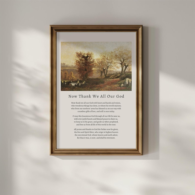 Now Thank We All Our God Christian Hymn Printable Wall Art | Vintage ...