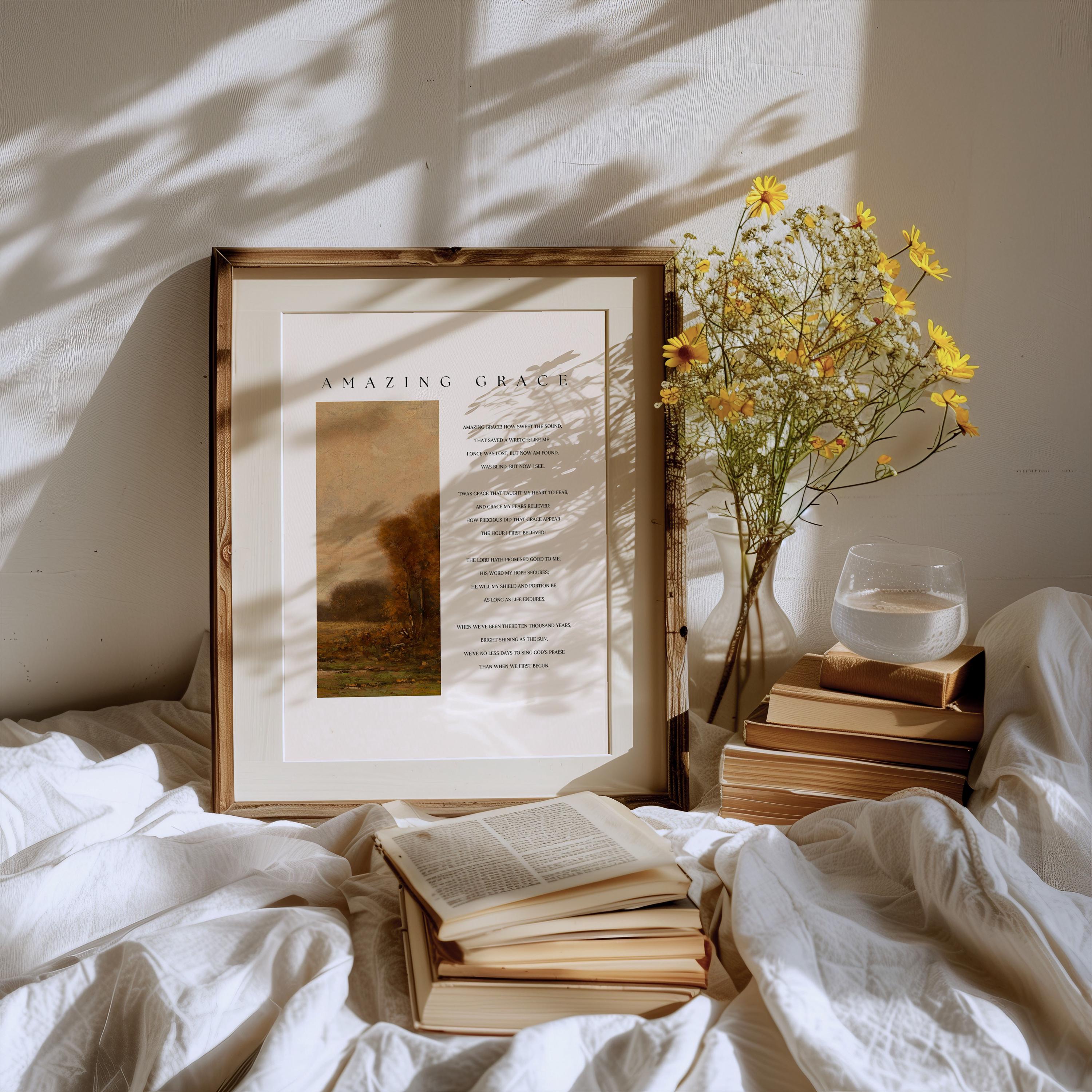 Amazing Grace Hymn Wall Art | Vintage Christian Decor | Scripture Print ...