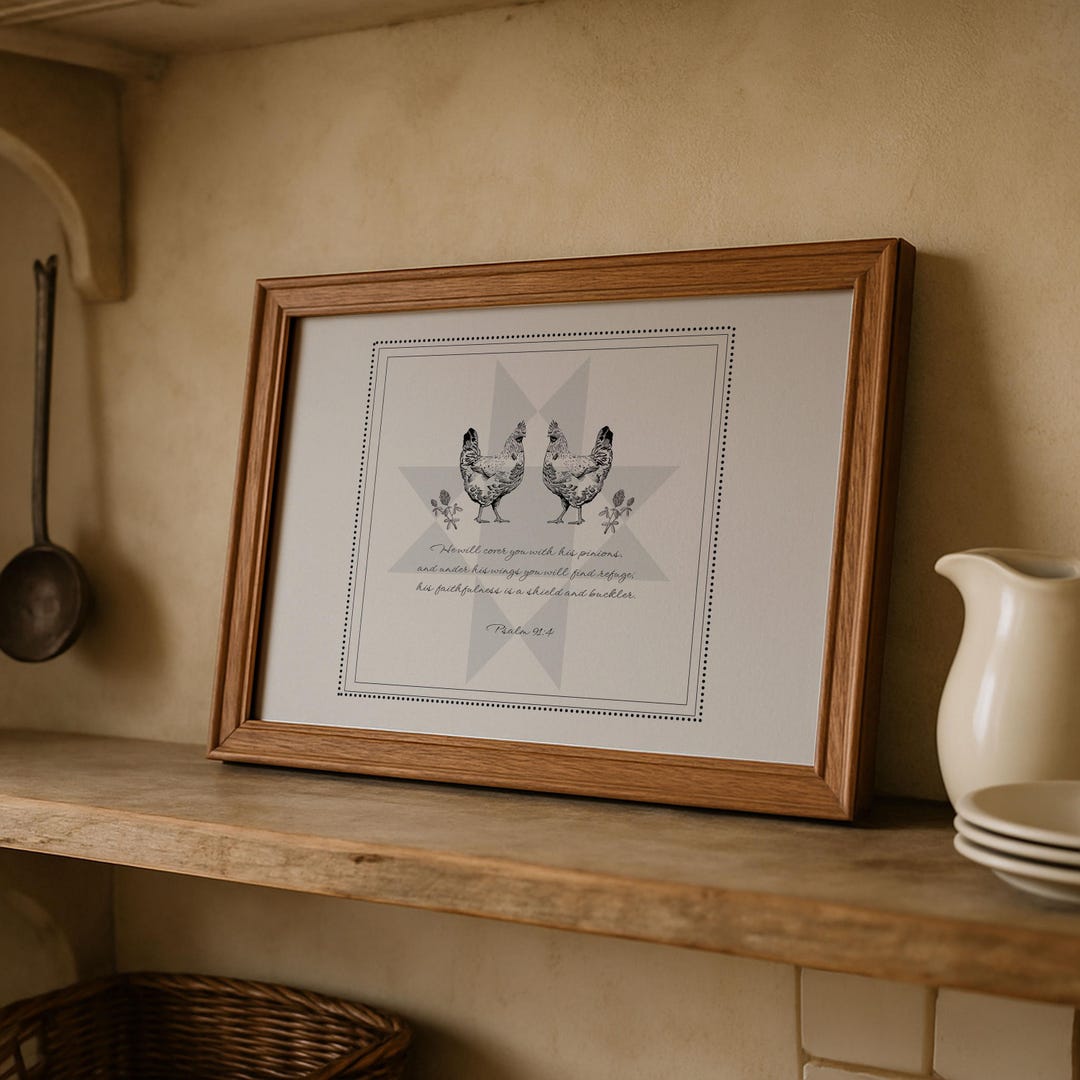 Psalm 91:4 Christian Wall Decor | Farmhouse Scripture Print With ...