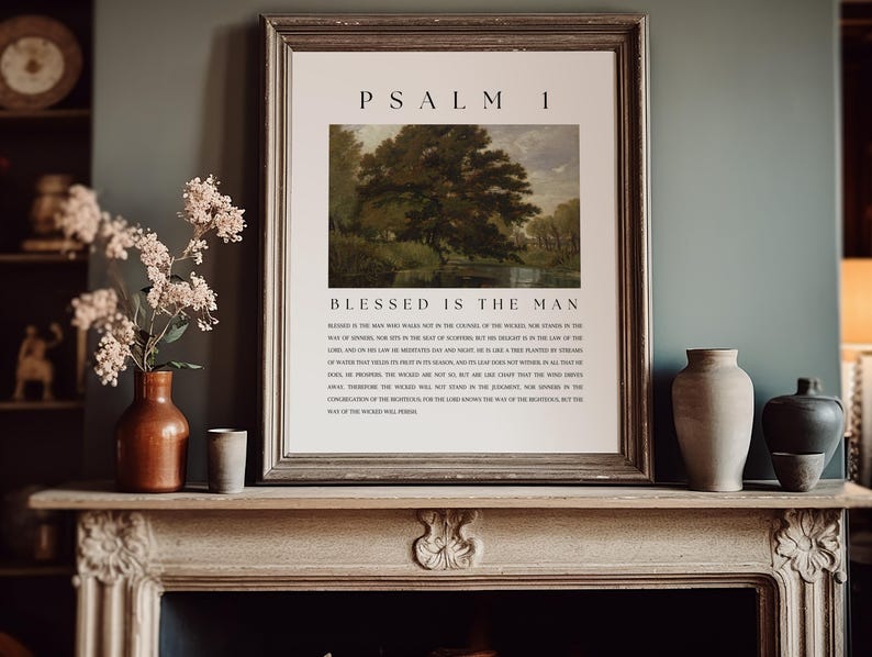 Psalm 1 Psalms Posters Biblical Prints Christian Wall Art Biblical Art ...