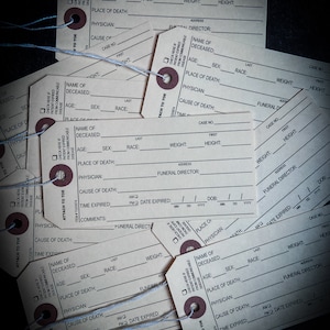 Toe Tag Mortuary Identification Cards | Morbid Oddities & Curiosities ...