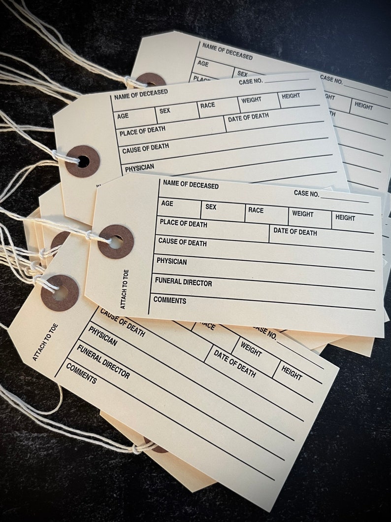 Toe Tag Mortuary Identification Cards Morbid Oddities & - Etsy